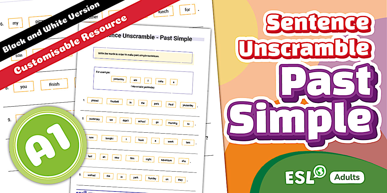 ESL Sentence Unscramble Worksheet
