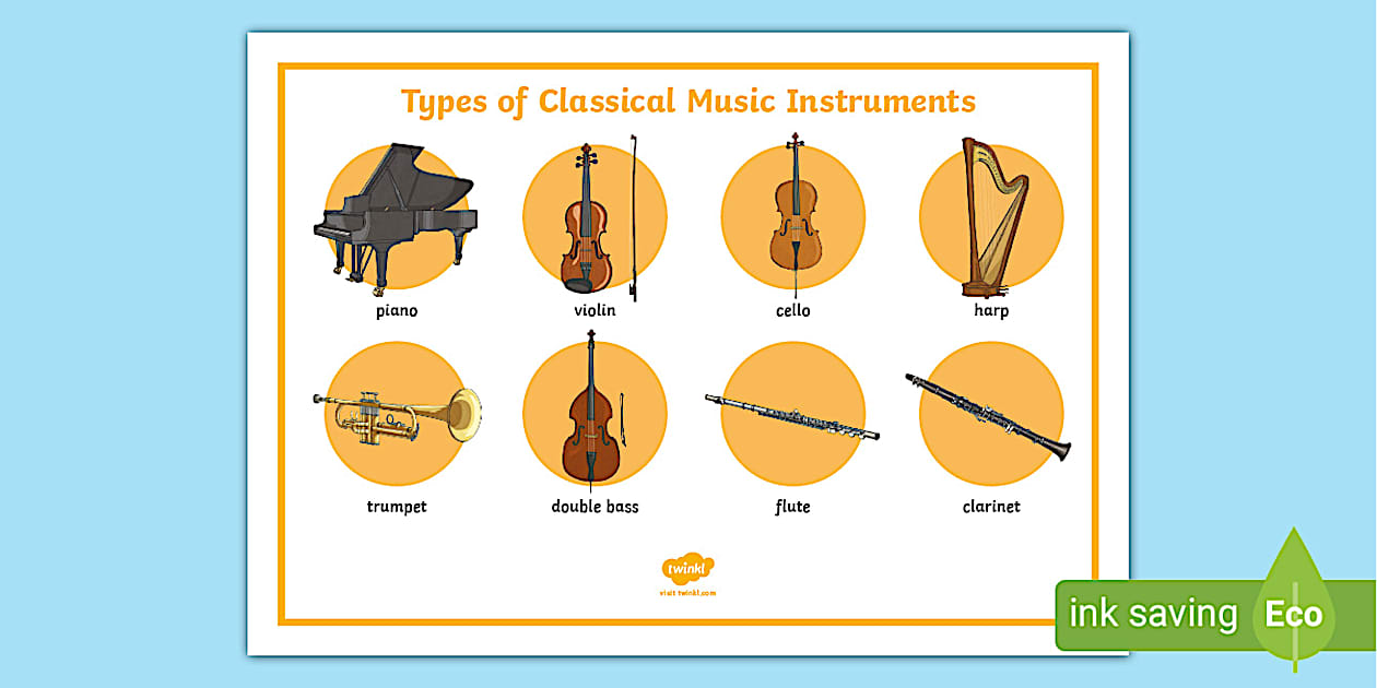 👉 Types of Classical Music Instruments Word Mat - Twinkl