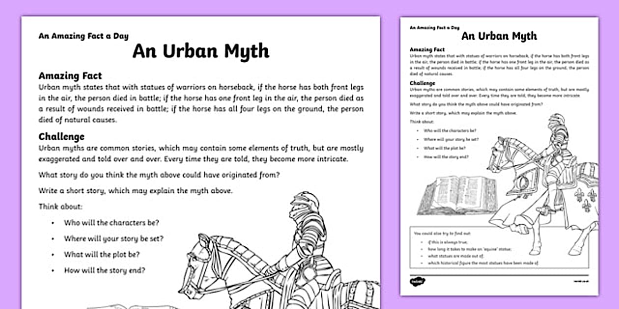 Editable An Urban Myth Worksheet (teacher made) - Twinkl
