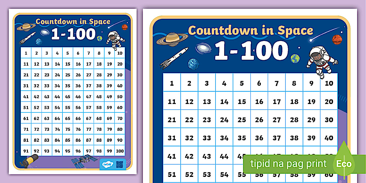 Outer Space Theme Numbers 1-100 | Philippines | Twinkl