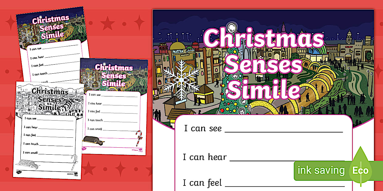Christmas Senses Simile Poem Template (Hecho por educadores)