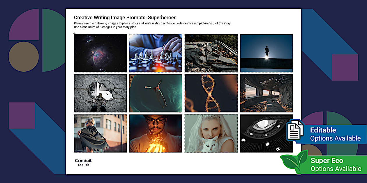 Creative Writing Image Prompts: Superheroes (teacher made)