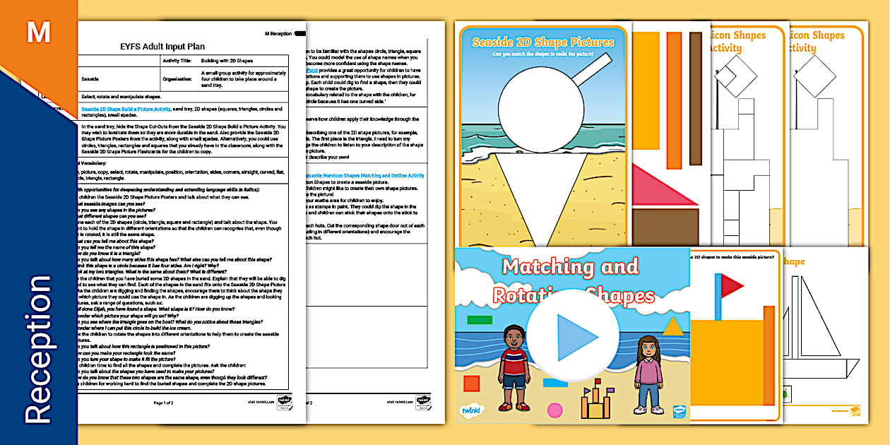 EYFS Seaside 2D Shapes Adult Input Plan and Resource Pack