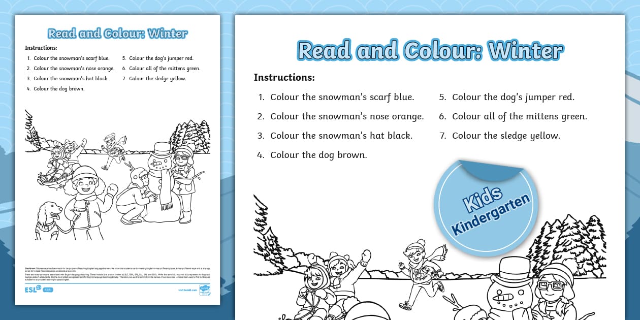 Winter ESL Read & Colour Activity (l'enseignant a fait)