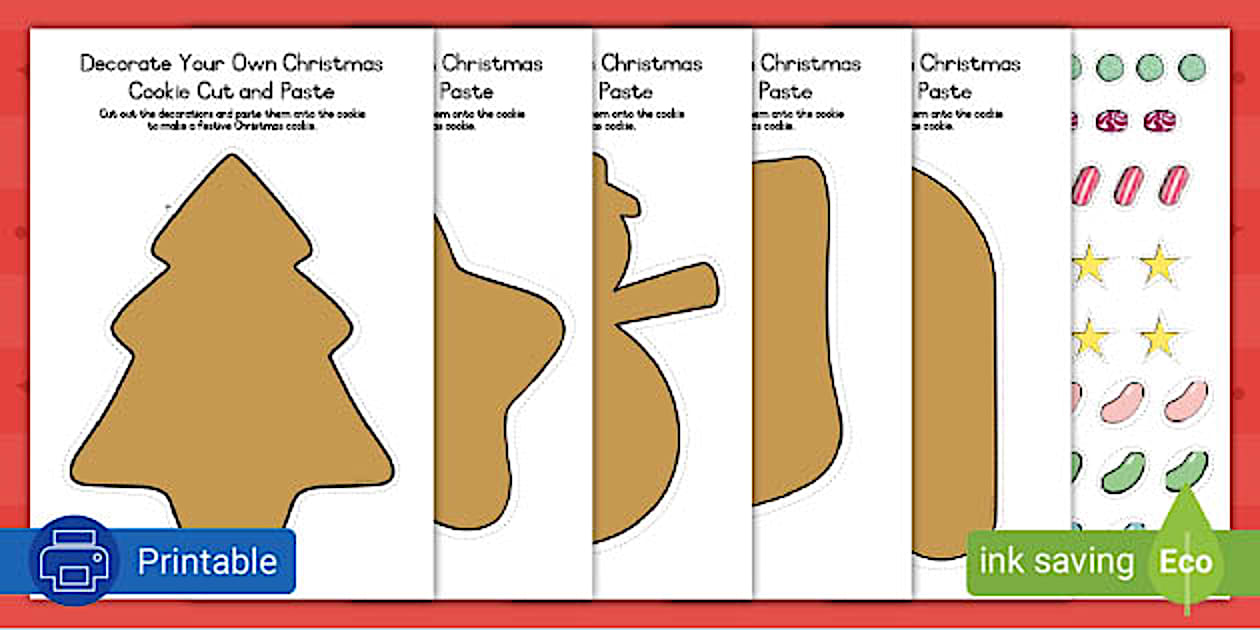 Worksheet: Decorate Your Own Christmas Cookie Cut and Paste