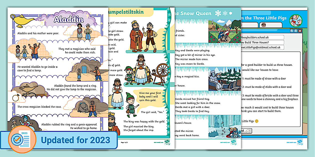 Black and White Traditional Tales Differentiated Reading Comprehension