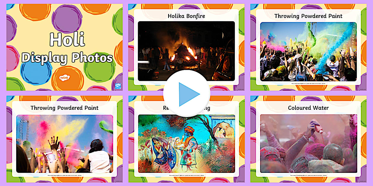 Holi Festival Display Photo PowerPoint - Twinkl