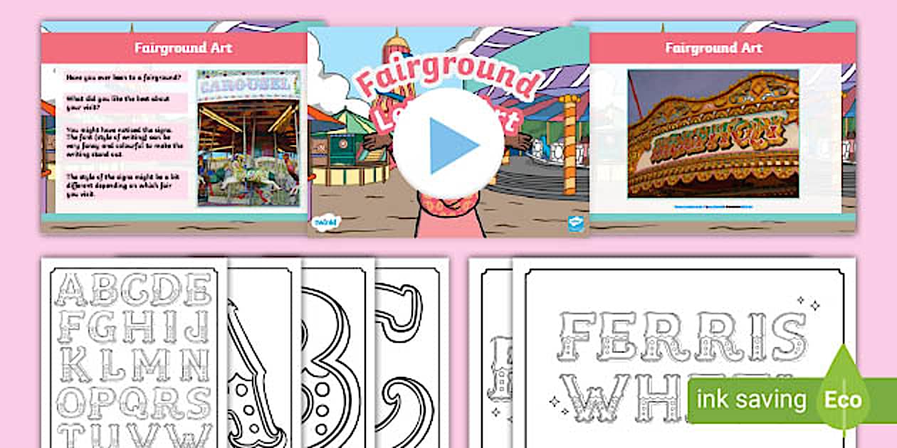KS1 Fairground Art Lettering Activity Pack - Twinkl
