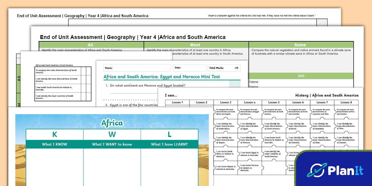 Year 4 HASS Geography Africa and South America Assessment