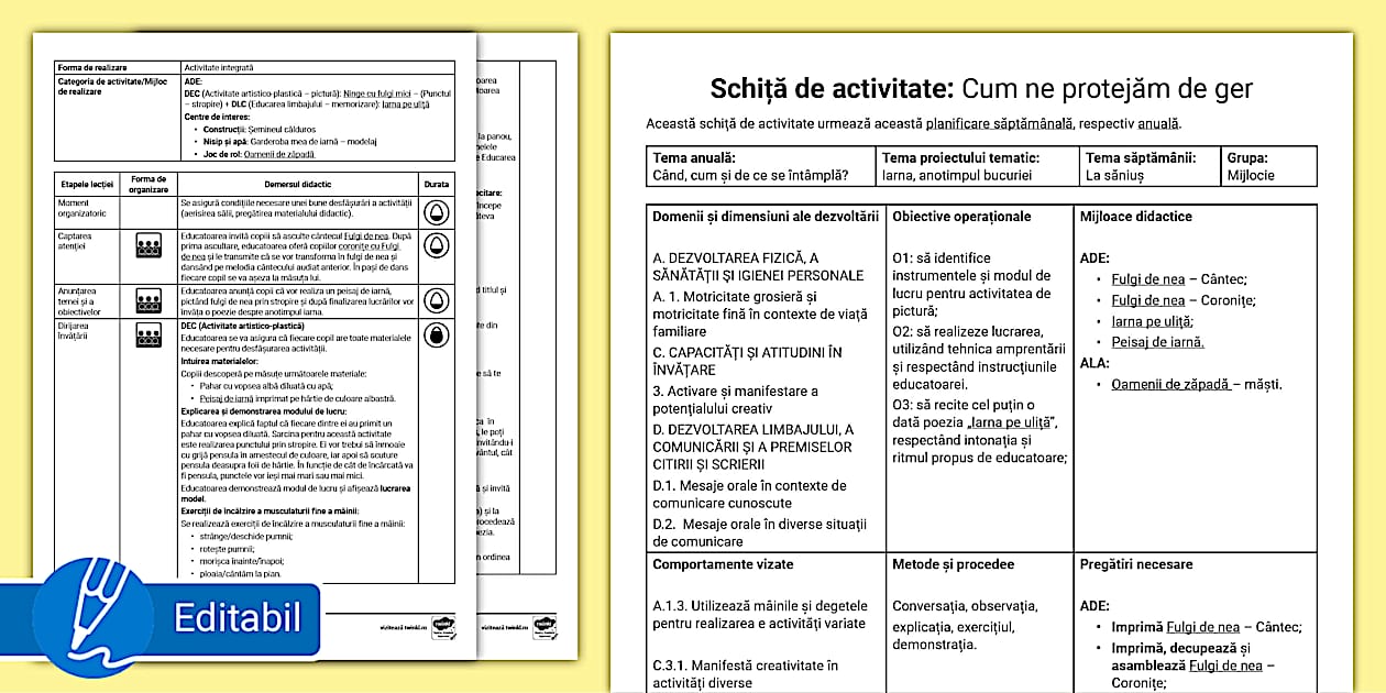 Cum ne protejăm de ger – Schiță de activitate grupa mijlocie