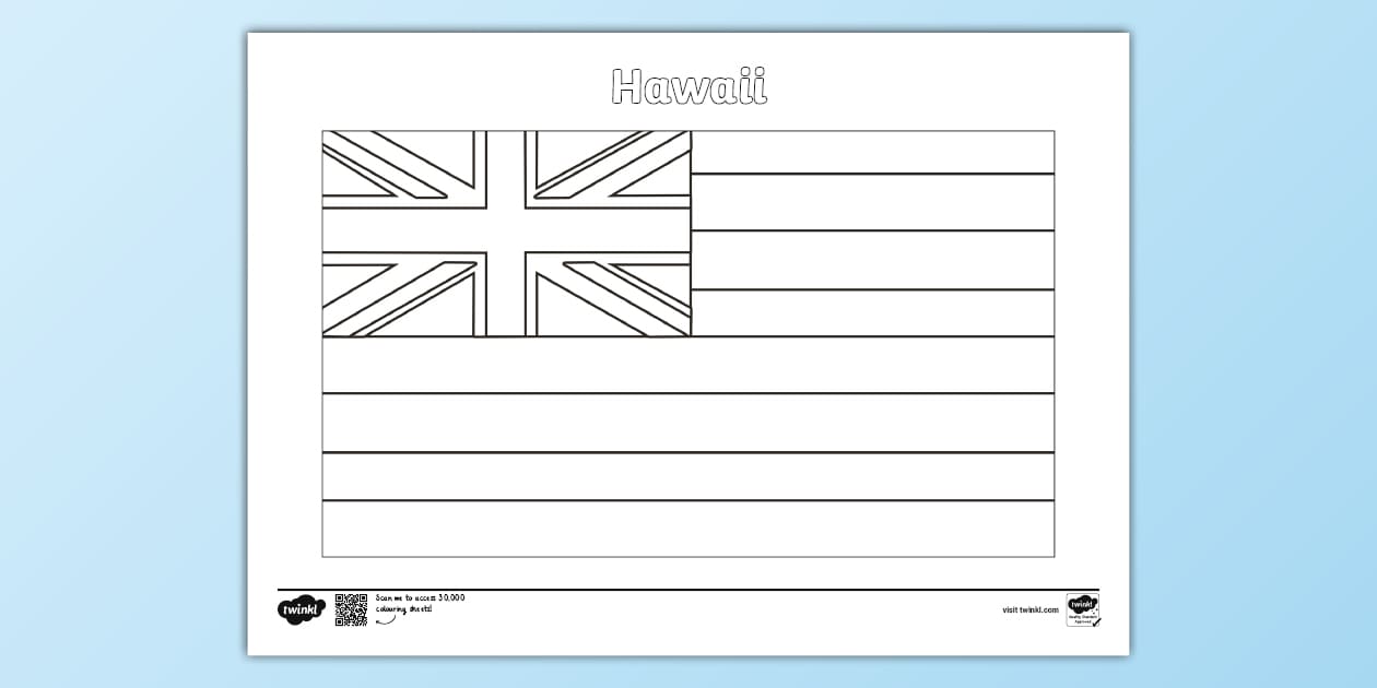 Hawaii Flag Coloring Page (Teacher-Made) - Twinkl