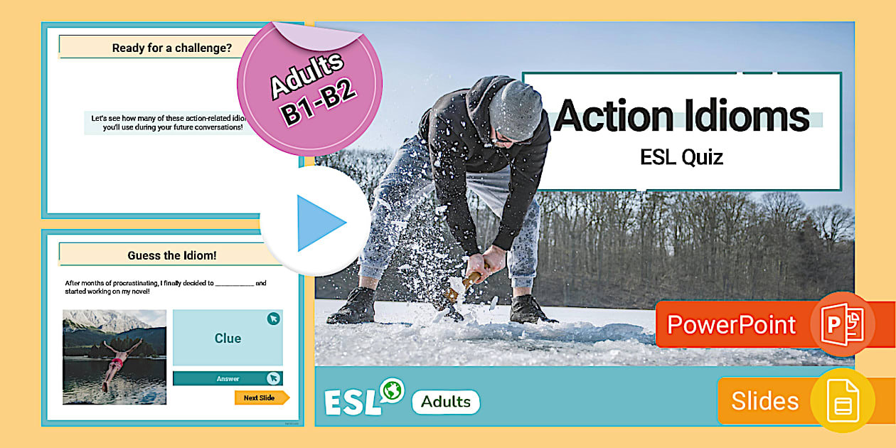 ESL Actions Idioms Quiz [Adults, B1-B2] - Twinkl