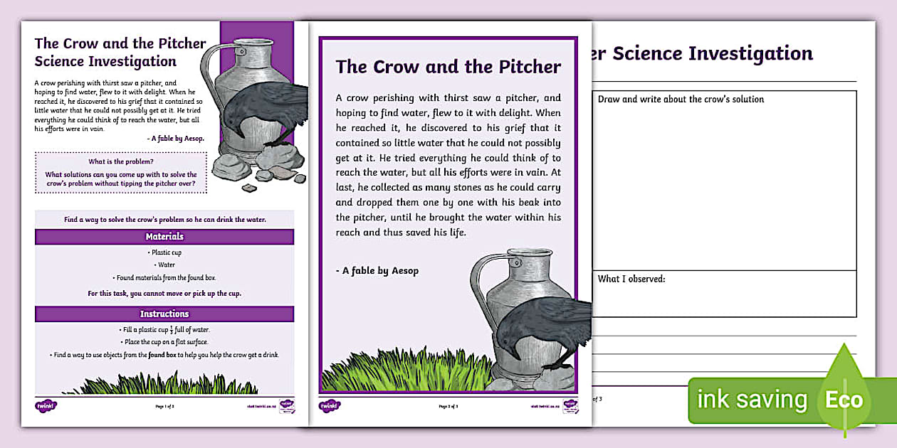 The Crow and the Pitcher Science Investigation Activity