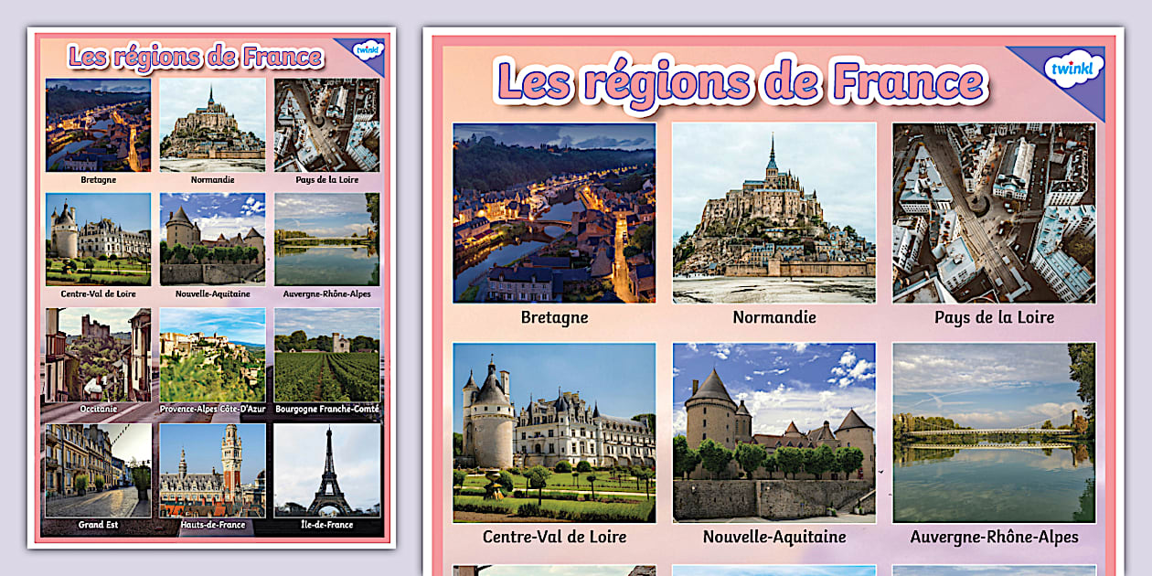 Affiche : Les régions de France (teacher made) - Twinkl