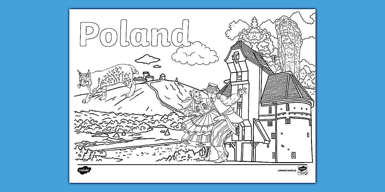 Poland Colouring Page,Poland (teacher made) - Twinkl