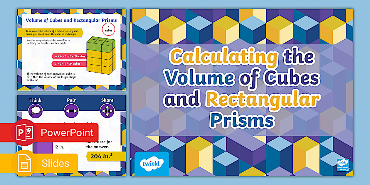 Volume of Cubes and Rectangular Prisms PowerPoint & Slides