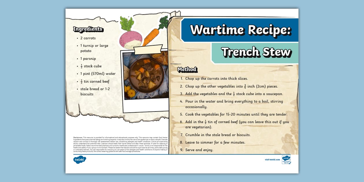 * NEW * Wartime Recipe: Trench Stew - Twinkl - KS2 - Twinkl