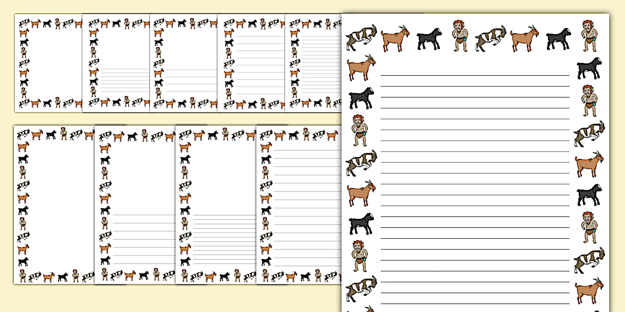 The Three Billy Goats Gruff Mixed Character Page Borders