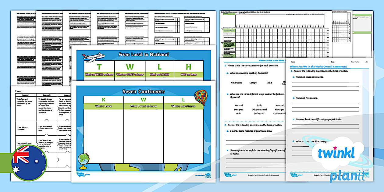 Year 2 HASS Where Are We in the World Assessment Pack