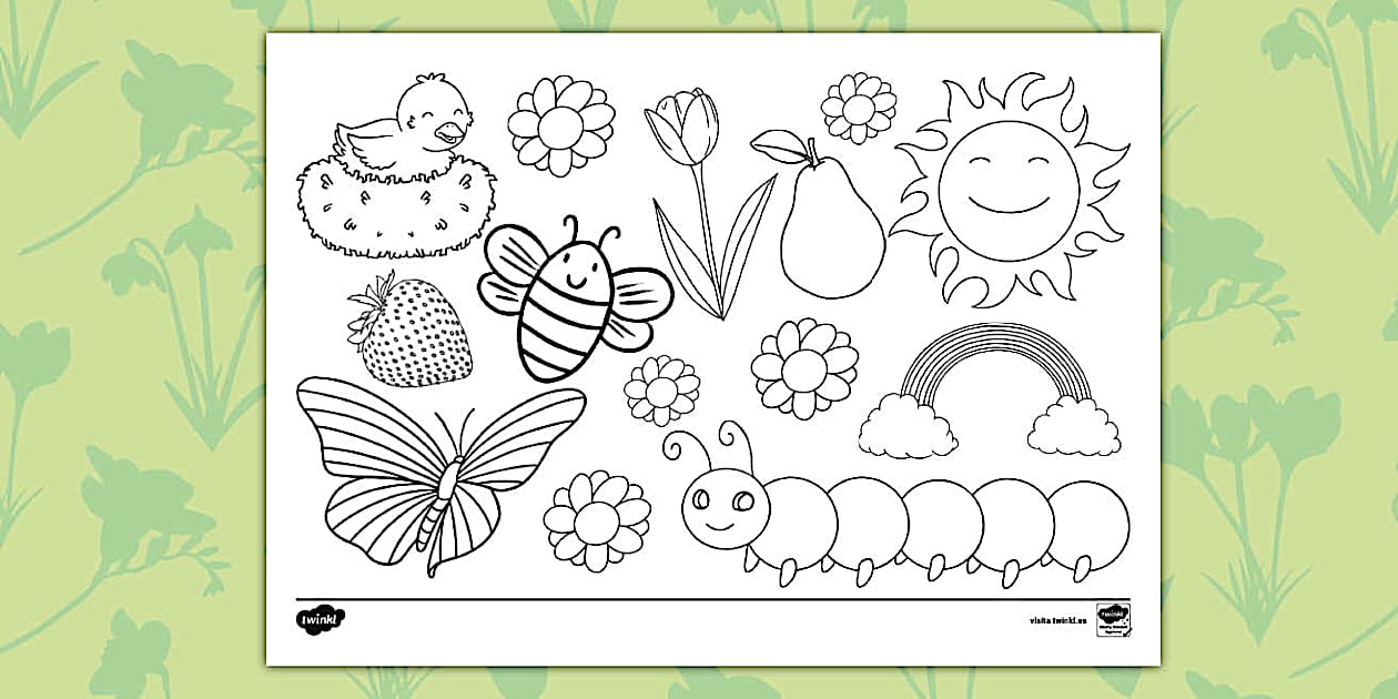 Actividad: dibujos de la primavera para colorear