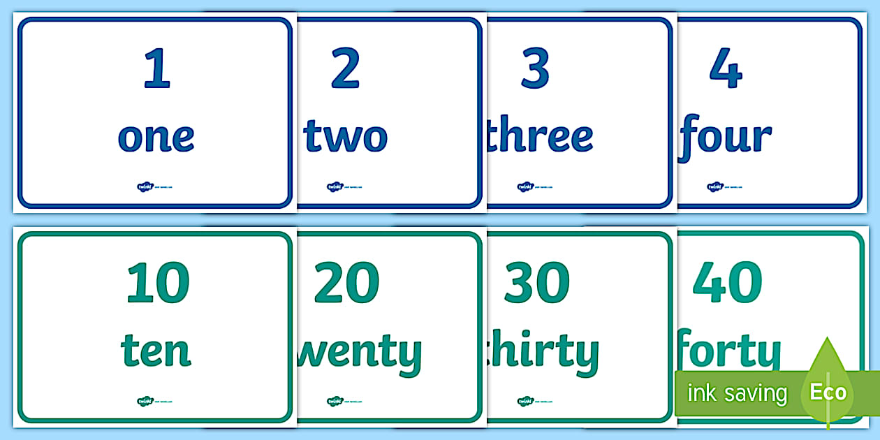 English Numbers A4 Display Posters (teacher made) - Twinkl