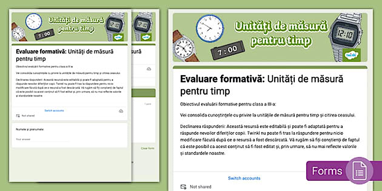 Unități de măsură pentru timp – Evaluare formativă