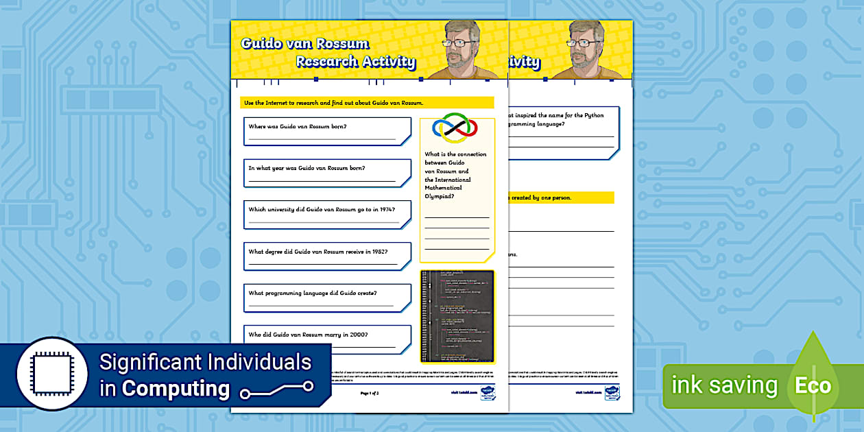 Guido van Rossum: Research Activity - Twinkl UK - Computing