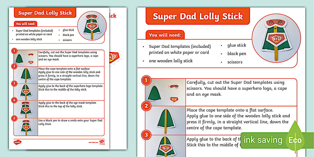 Super Dad Lolly Stick Father's Day Craft - Twinkl