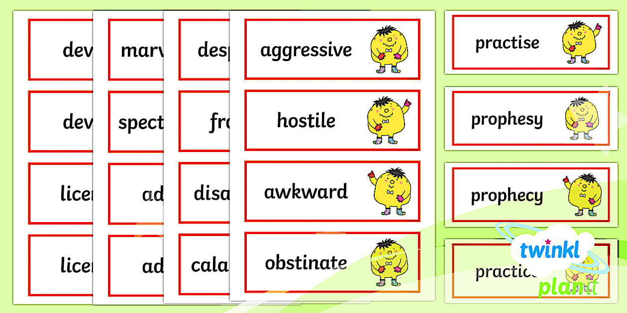 PlanIt English Additional Resources Year 6 Term 1A Spelling Word Cards