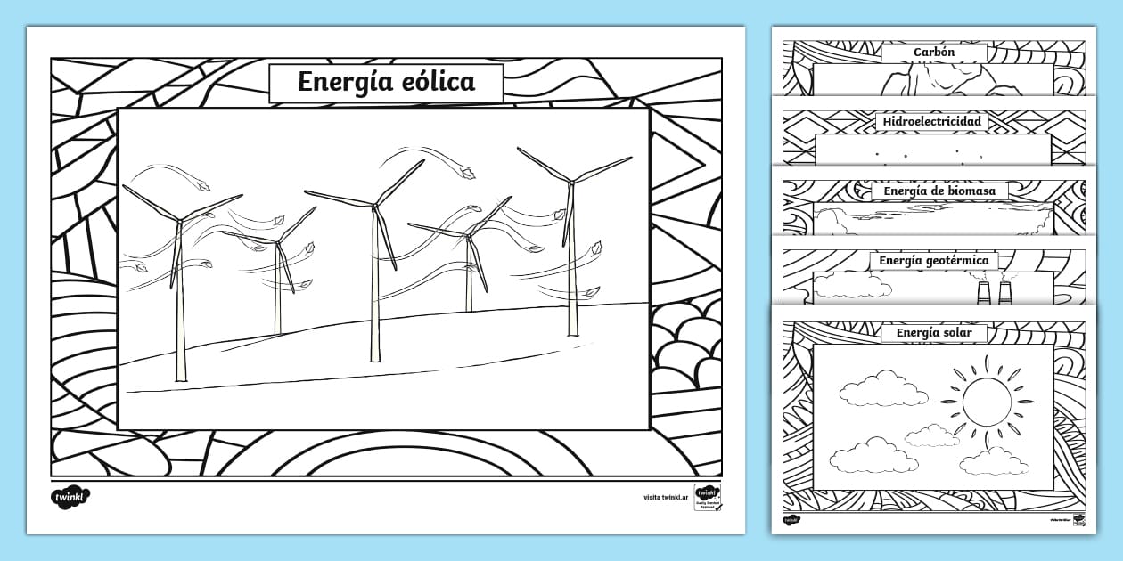 Colorear: Energías renovables y no renovables - Twinkl