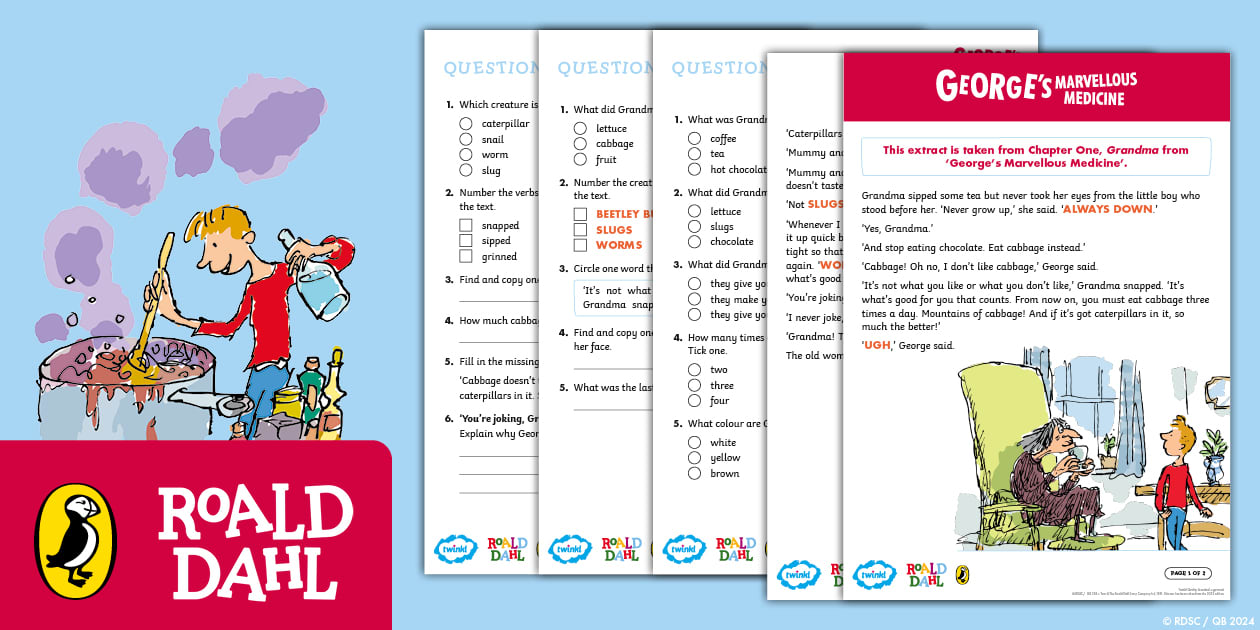 FREE! - George's Marvellous Medicine: Reading Comprehension Ages 5-7