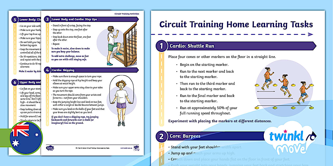 Twinkl Move PE- Year 6 Circuit Training: Home Learning Tasks