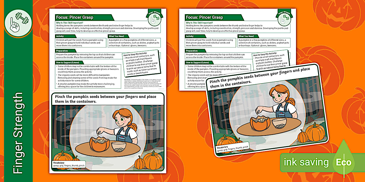 Halloween Fine Motor Continuous Provision Pumpkin Seed Scoop