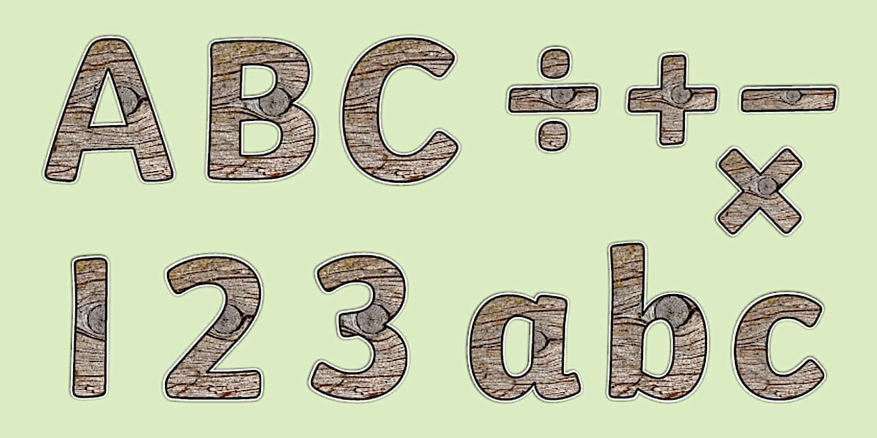 👉 Wood Texture Display Letters and Numbers Pack - Twinkl