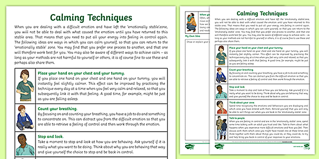 Calming Techniques Activity | Resilience Toolkit | Twinkl