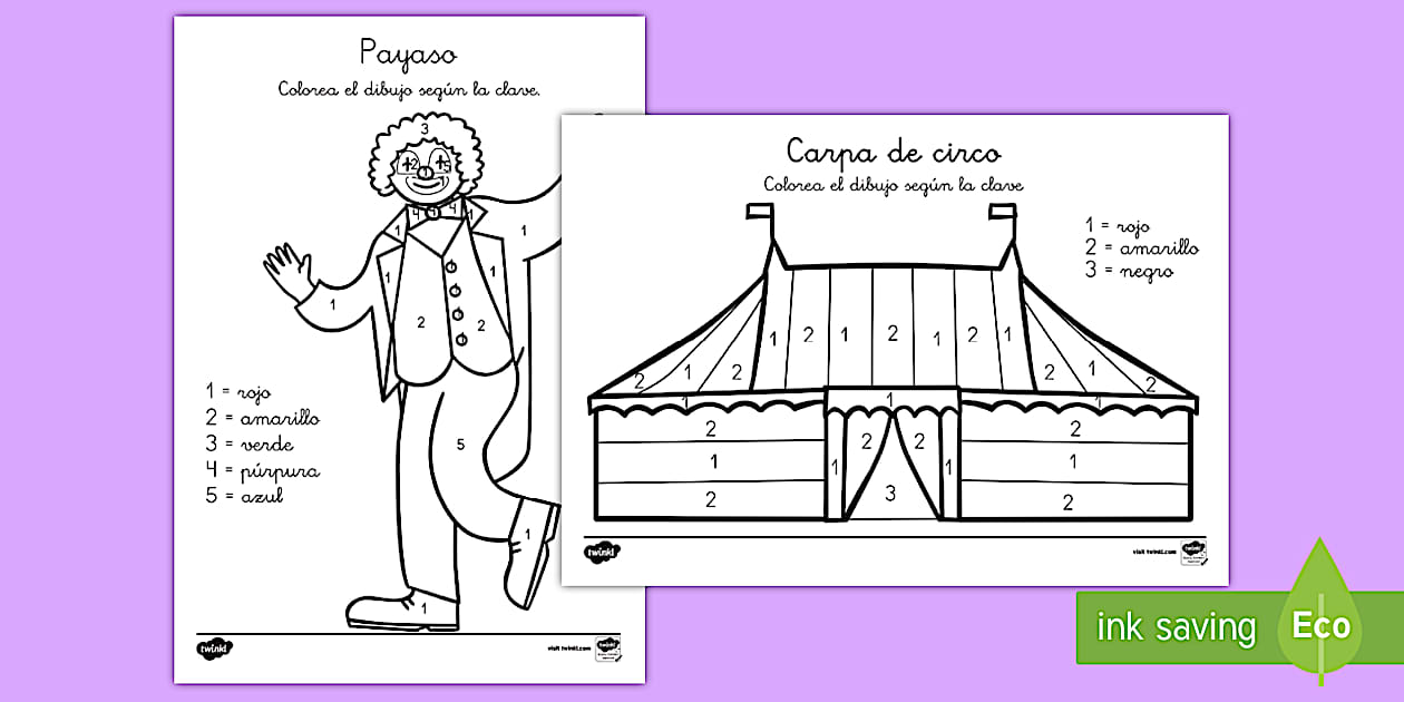 Colorear con números: El circo (teacher made) - Twinkl