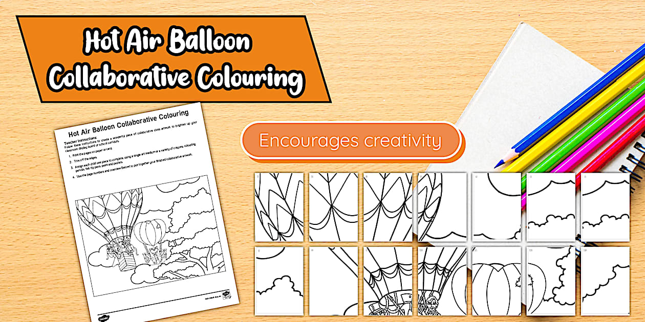 Hot Air Balloon Collaborative Colouring