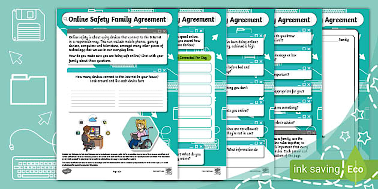 Online Safety Family Agreement (Ages 5 - 7) (teacher made)