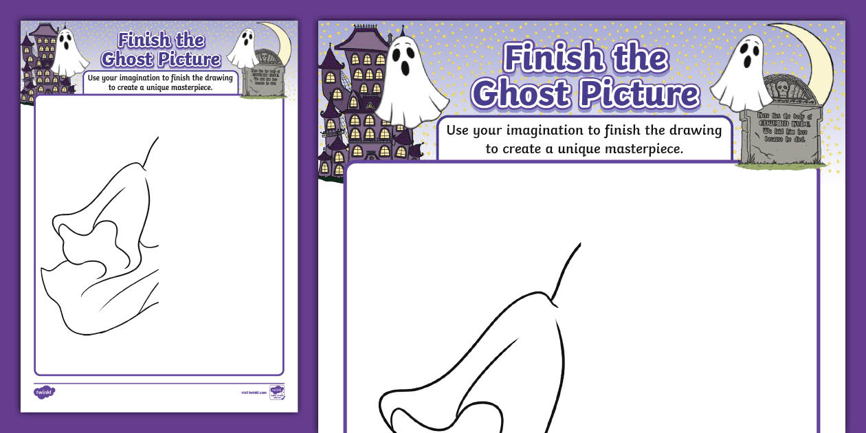 Finish the Ghost Picture Worksheet (Teacher-Made) - Twinkl