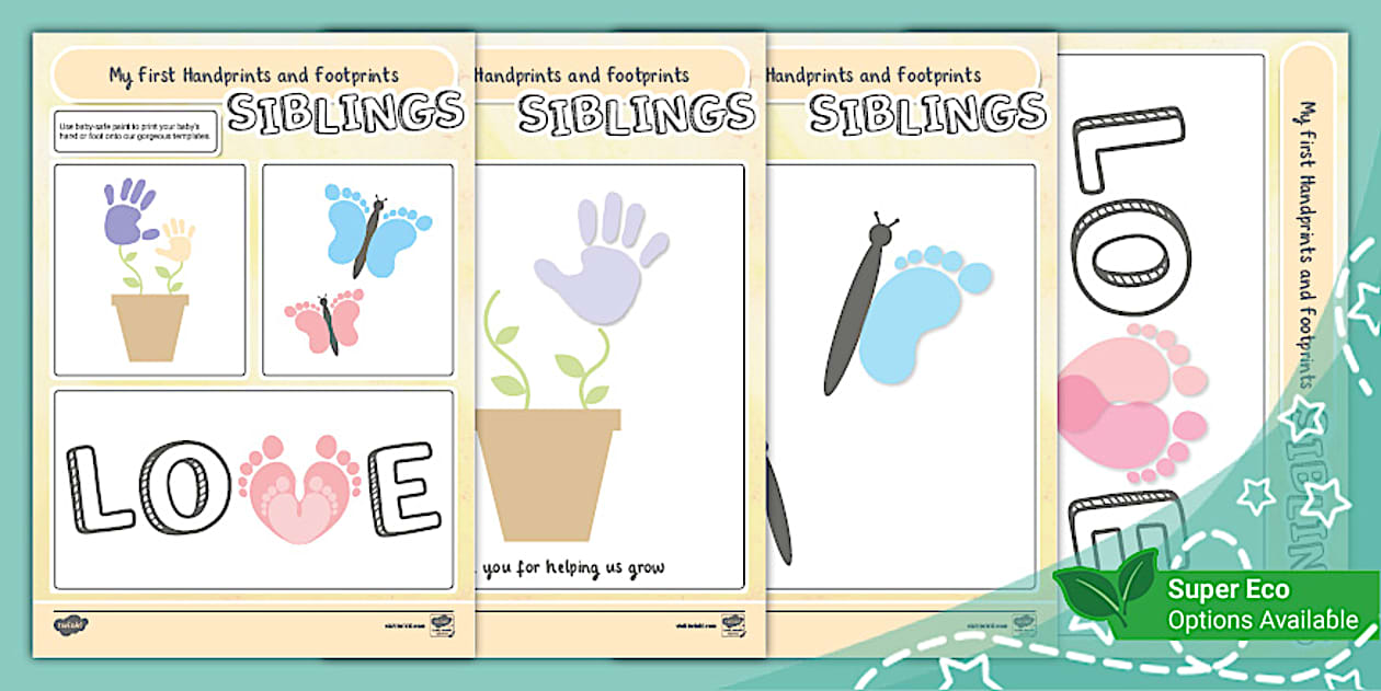 FREE! - Siblings Hand and Footprint Art (teacher made)
