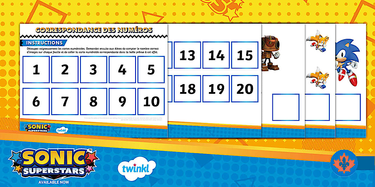 Sonic: Number Matching 1-20 French (teacher made) - Twinkl