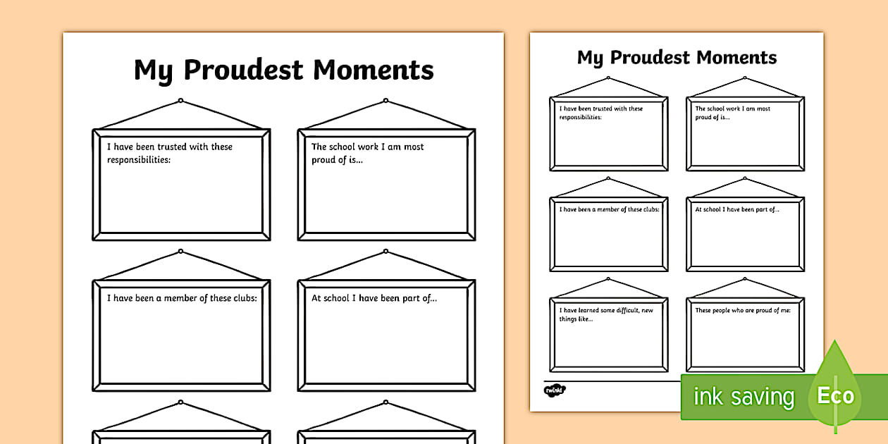 Editable My Proud Moments Writing Template (teacher made)