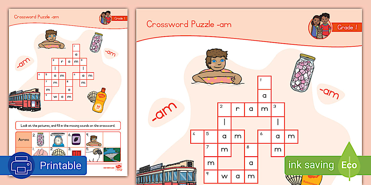 Grade 1 Phonics Crossword Puzzle -am