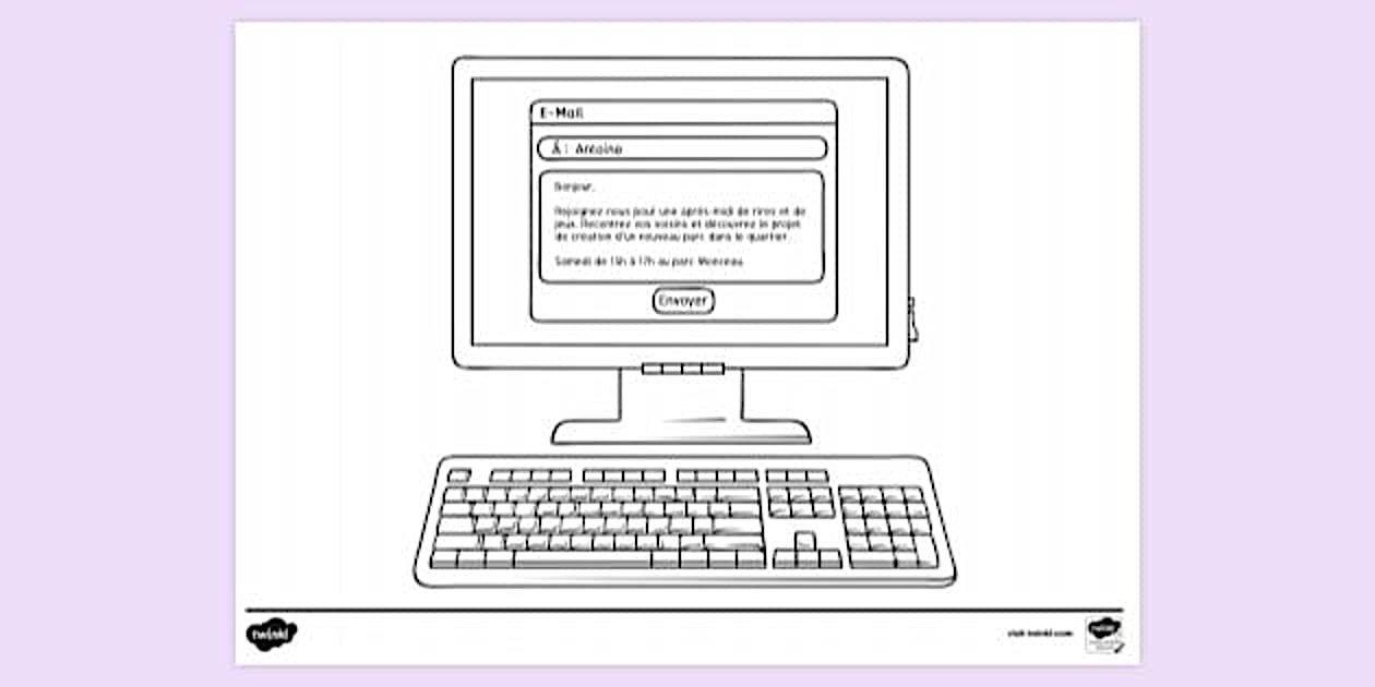 French Email Colouring Sheet (teacher made) - Twinkl