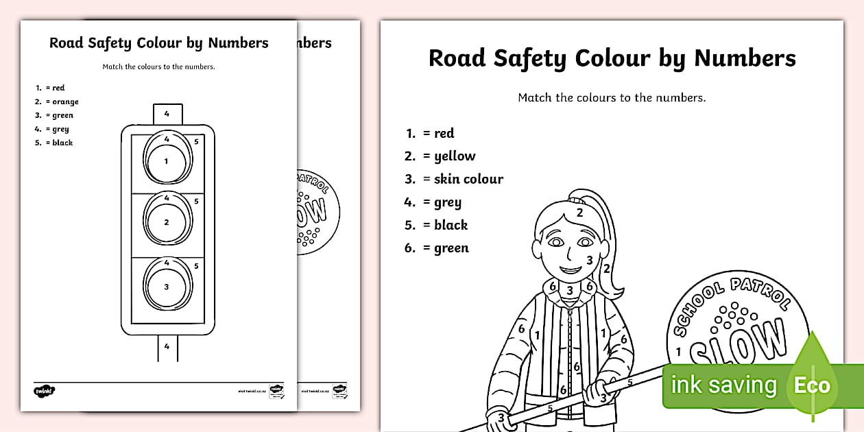 Road Safety Colour by Number (teacher made) - Twinkl