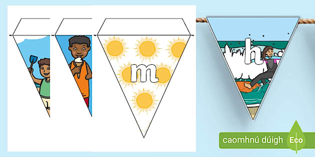 Summer Display Lettering Bunting Gaeilge - Twinkl