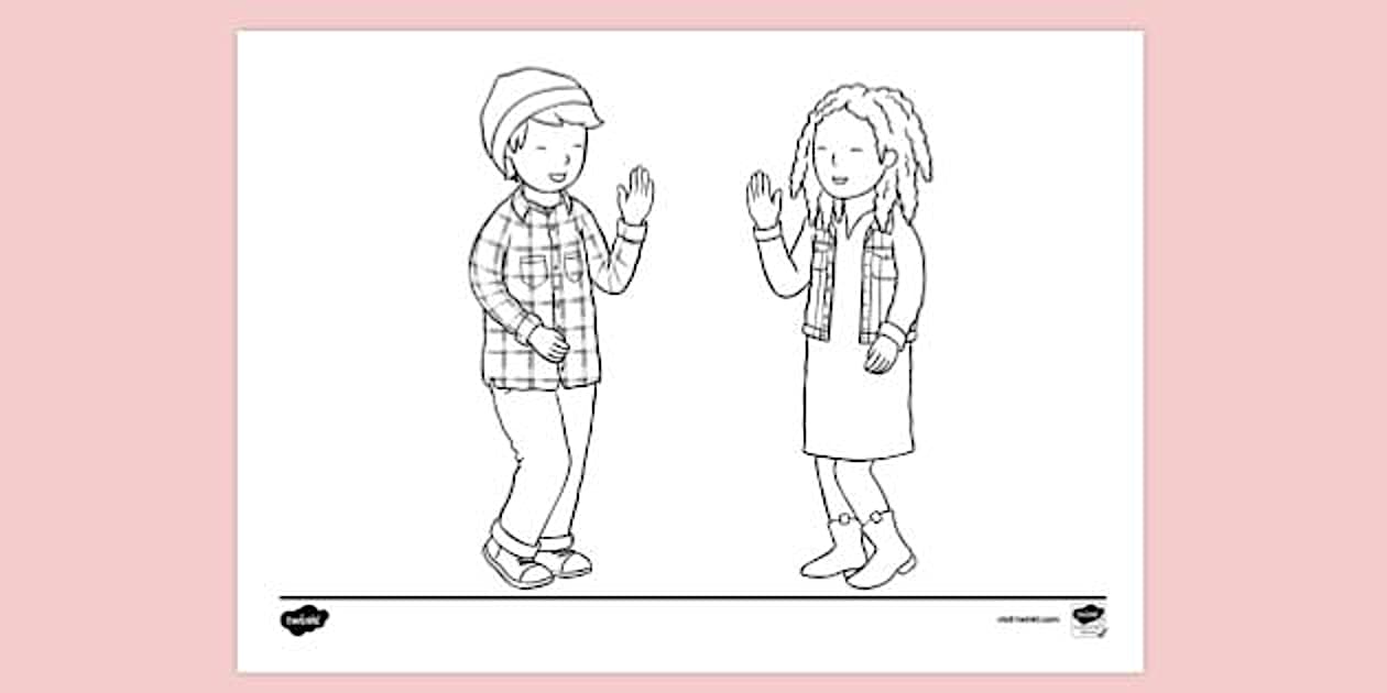 People Greeting Each Other Colouring | Colouring Sheet