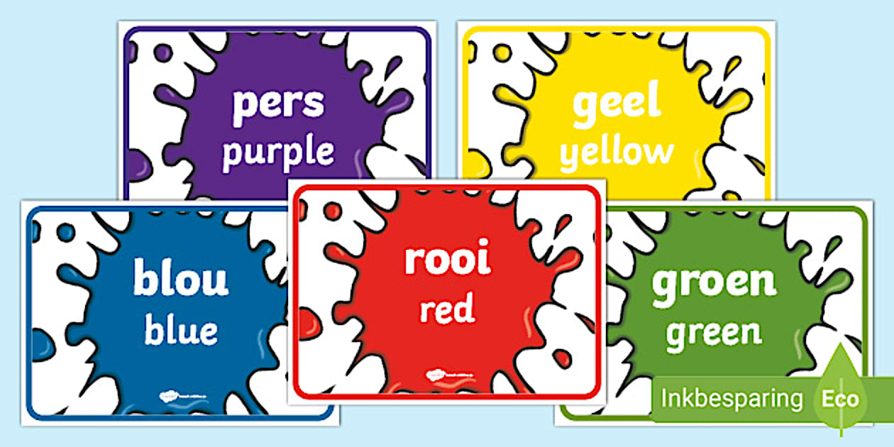 A4 Kleure Met Afrikaans en Engels Plakkate - Twinkl