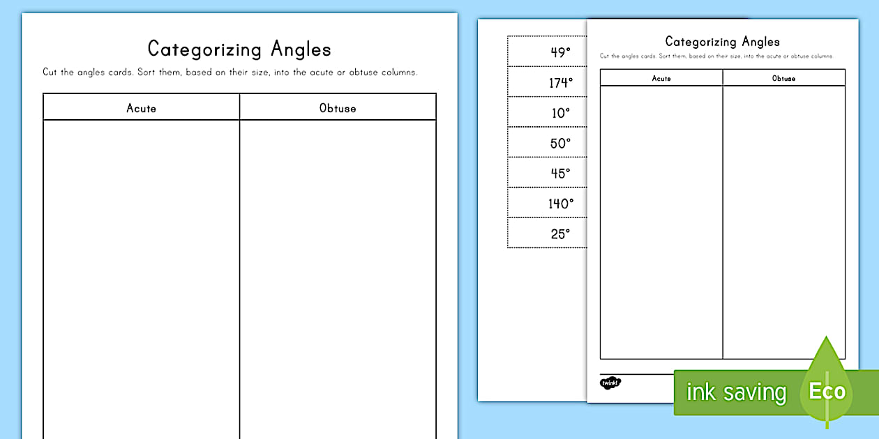 Categorizing Angles Sorting Cards (teacher made) - Twinkl