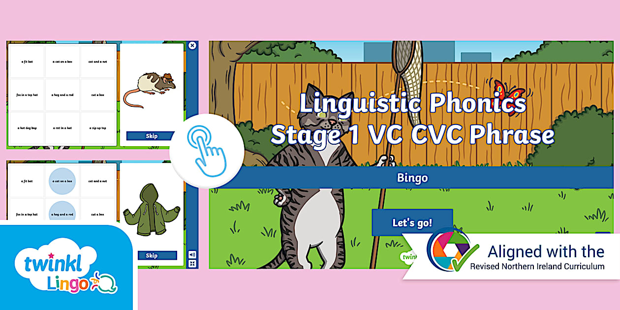 Linguistic Phonics Stage 1 VC CVC Phrase Bingo - Twinkl